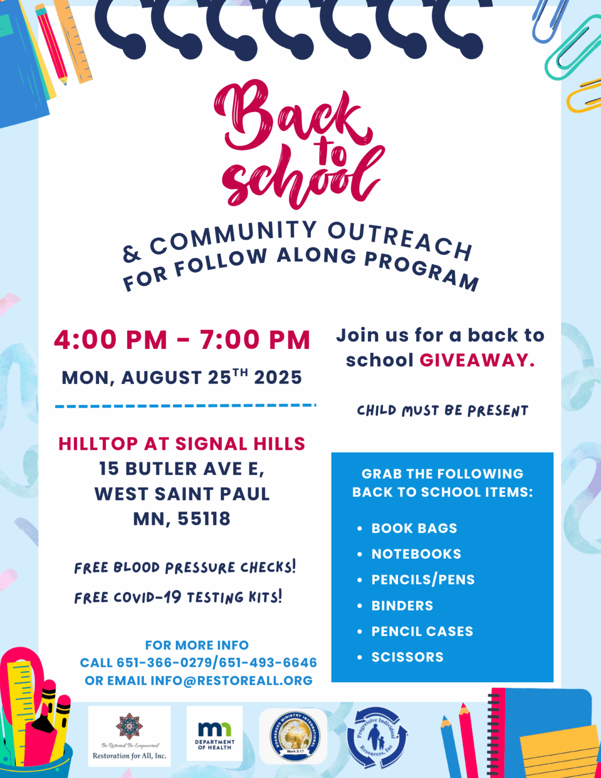 Back to School & Community Outreach: Follow Along Program - Restoration ...